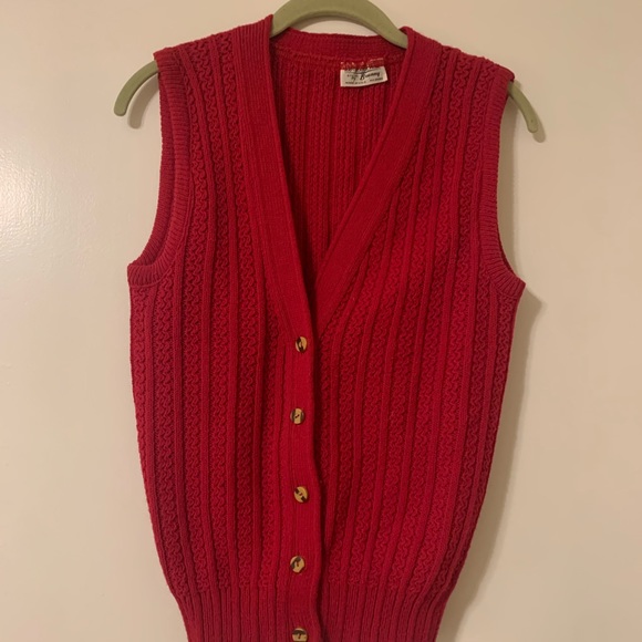 Sweaters | Vintage Red Knit Vest | Poshmark